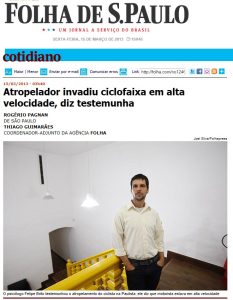 Testemunha afirma que Alex Siwek estava em alta velocidade e na Ciclofaixa